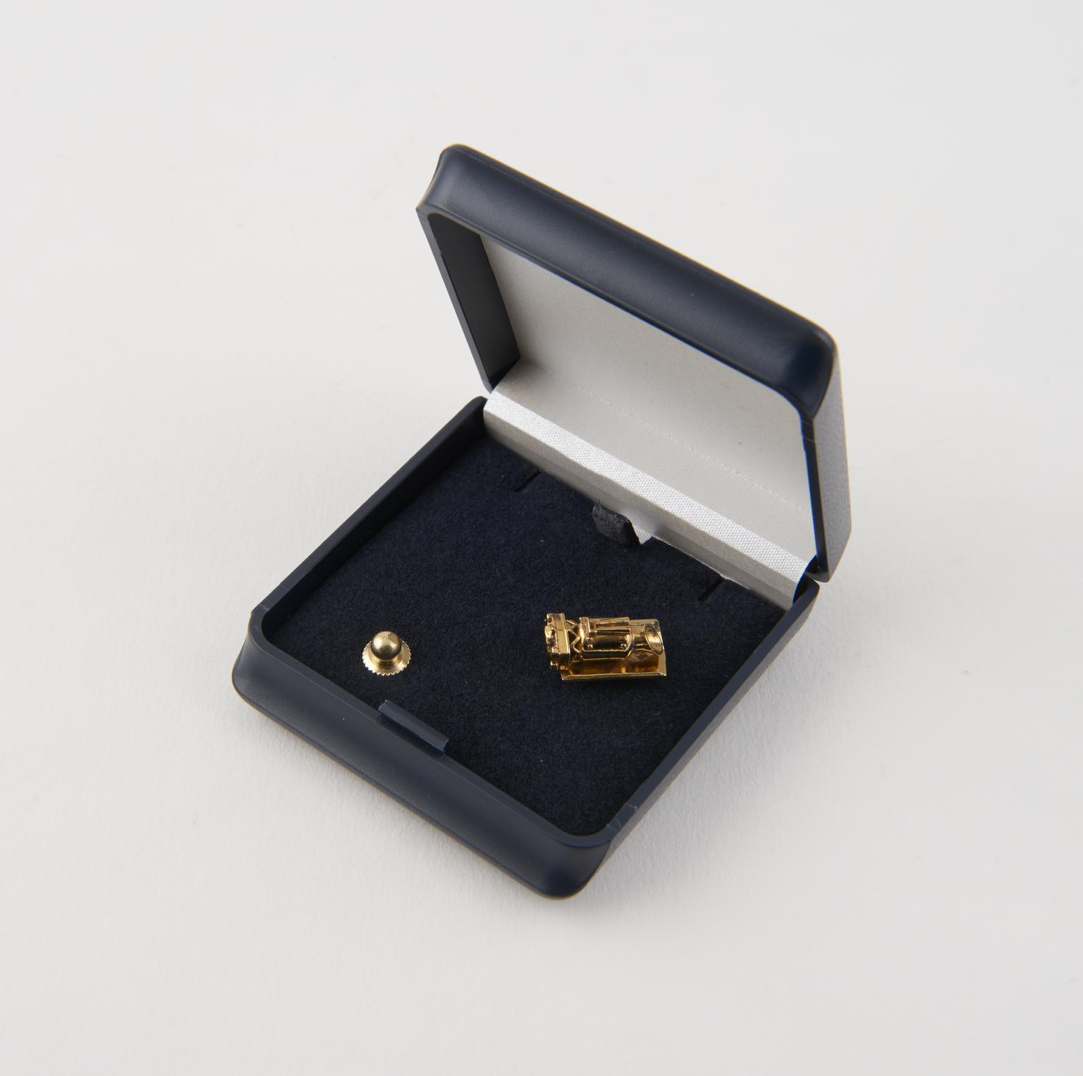 Pin badge of the Infrared Space Observatory (ISO) in blue plastic ESA ...