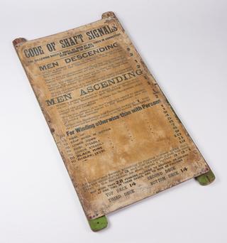'Code of Shaft Signals' sign | Science Museum Group Collection