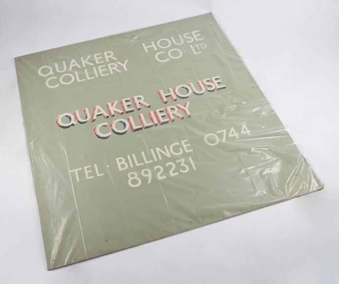 Sign, Quaker House Colliery | Science Museum Group Collection