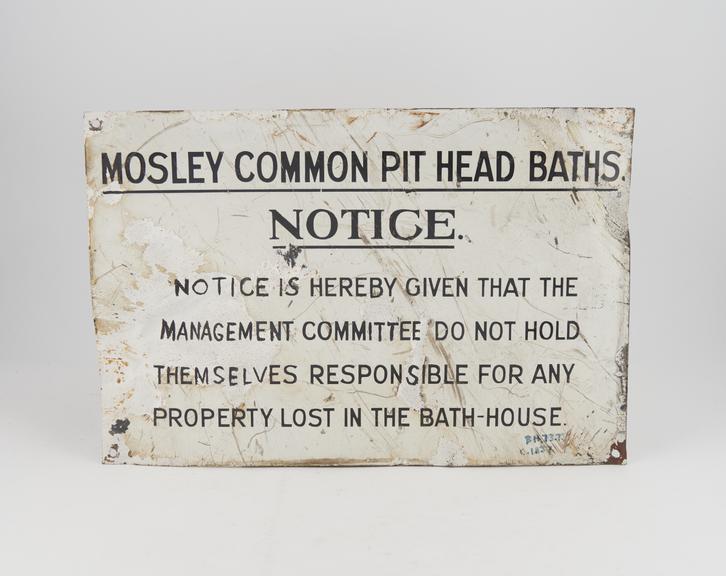 Sign, from Mosley Common Colliery | Science Museum Group Collection