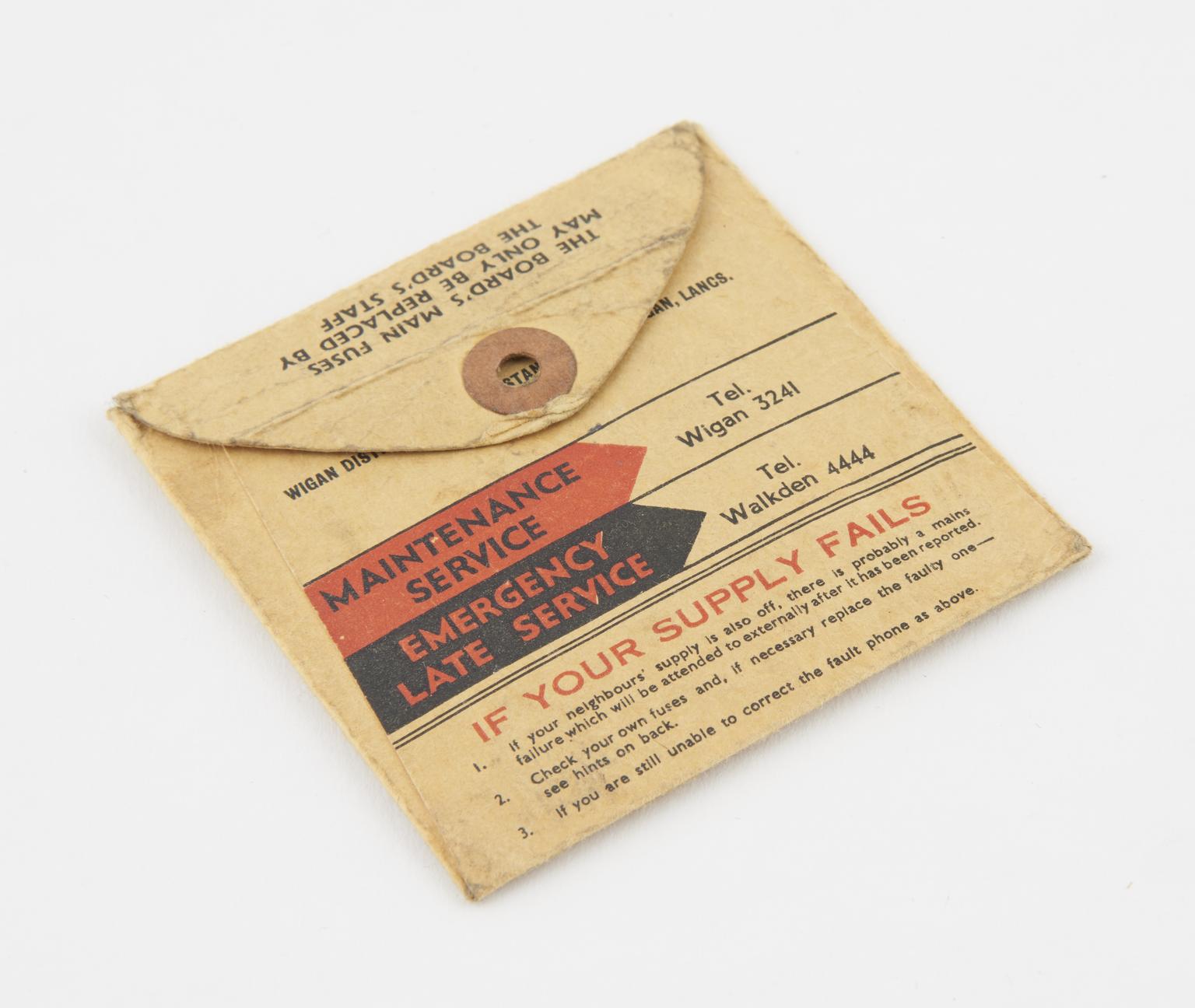 Fuse wire and instructions issued by NORWEB | Science Museum Group ...