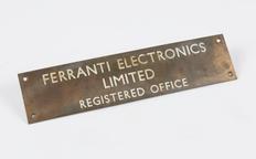 Ferranti Office Nameplate | Science Museum Group Collection