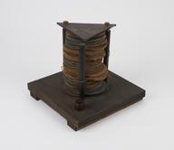 Home-made voltaic pile consisting of wooden base with pile made of zinc ...