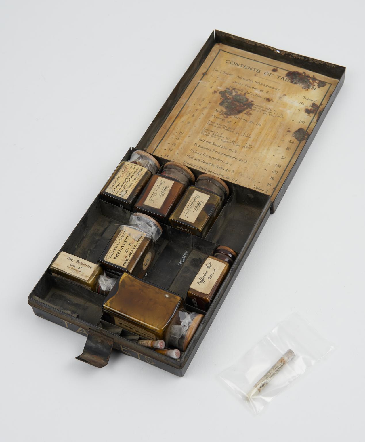 Labelled glass medicine box, 1920-1940 | Science Museum Group Collection