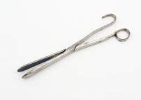 Straight lithotomy forceps with duck-bill type blades and cross-action ...
