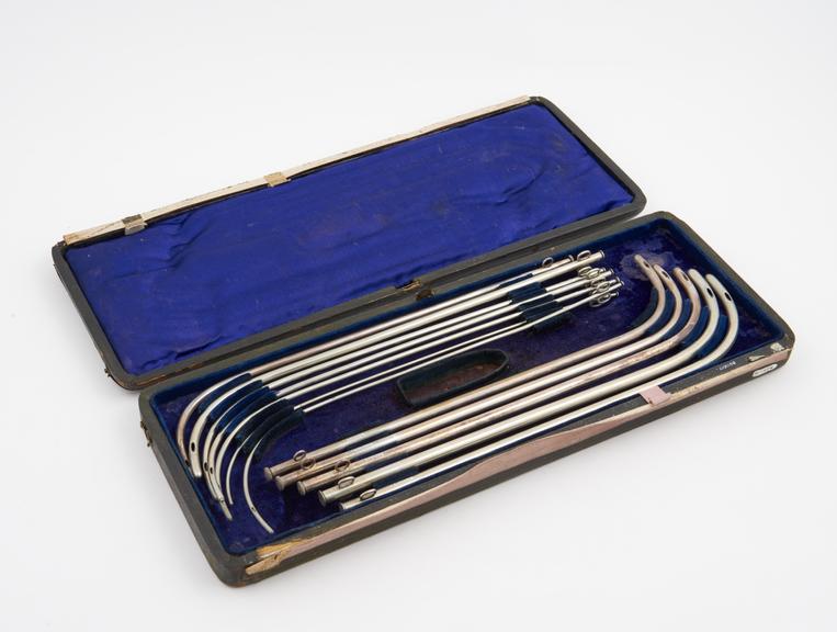 Set of 12 curved plated metal catheters with stylets | Science Museum ...