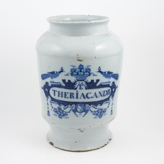 Drug Jar used for Theriaca of Andromachu | Science Museum Group Collection