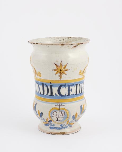 Tin-glazed earthenware albarello | Science Museum Group Collection