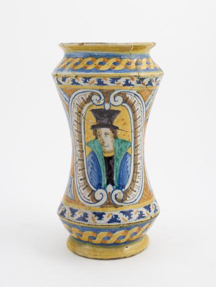 Tin-glazed earthenware albarello | Science Museum Group Collection