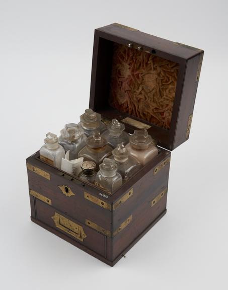 Mahogany medicine chest with 15 glass bottles | Science Museum Group ...