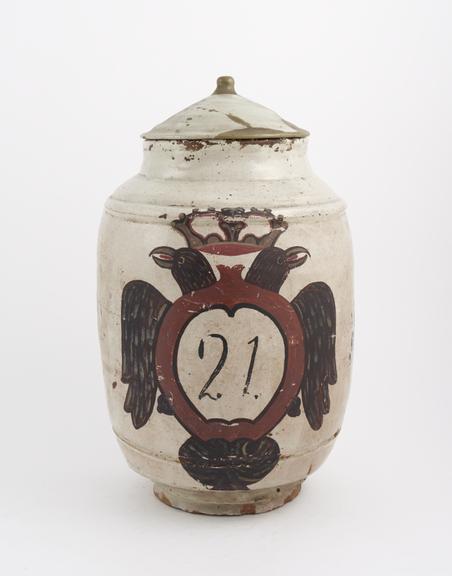 Tin-glazed earthenware drug jar | Science Museum Group Collection