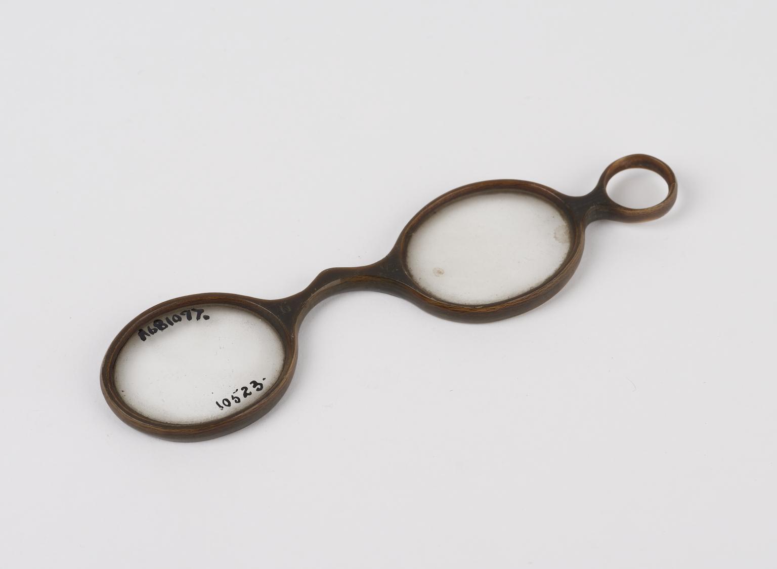 Pair of trial spectacles with convex trial lenses in horn lorgnette ...