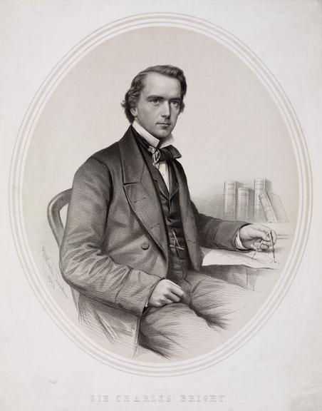 Tinted lithograph, Portrait of Sir Charles Bright | Science Museum ...