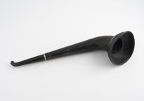 Long leather covered metal ear trumpet hearing aid | Science Museum ...