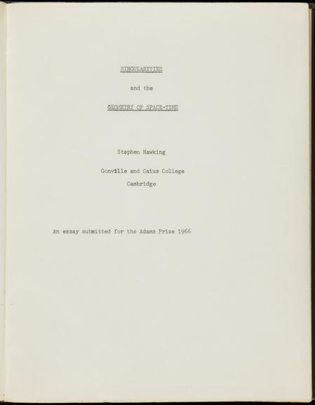 Essay submitted for the Adams Prize by Stephen Hawking, with a ...