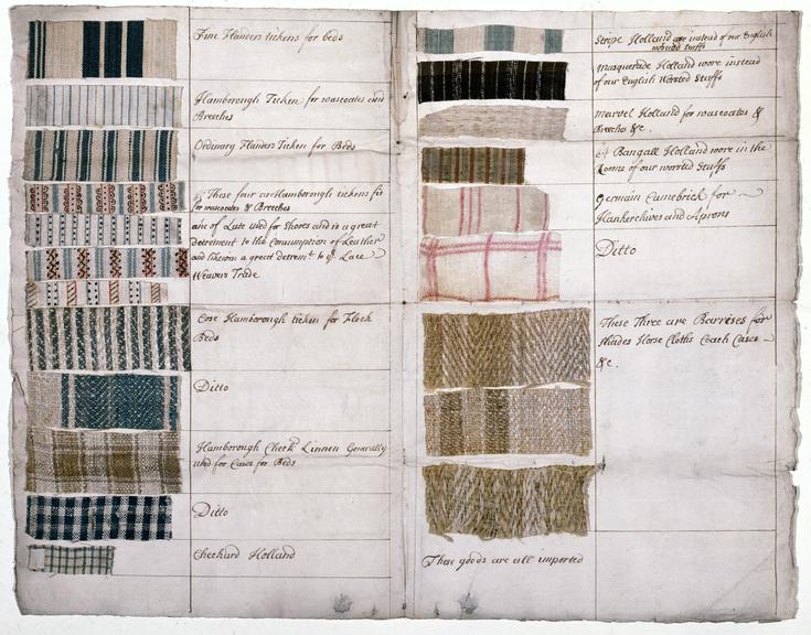 Specimens of linen, 1783-1784. | Science Museum Group Collection