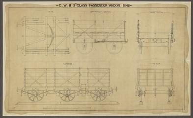 Great Western Railway (GWR) third class passenger wagon drawing ...