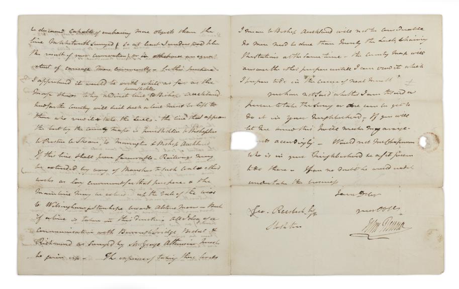 Letter from John Rennie, London to George Raisbeck, Stockton-upon-Tees ...