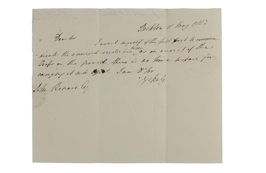 Letter from Leonard Raisbeck, Stockton to John Rennie | Science Museum ...