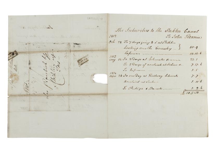 Letter from John Rennie to Leonard Raisbeck and ‘the subscribers to the ...