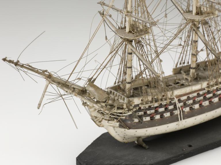 Model in bone of French 3 decker ship | Science Museum Group Collection