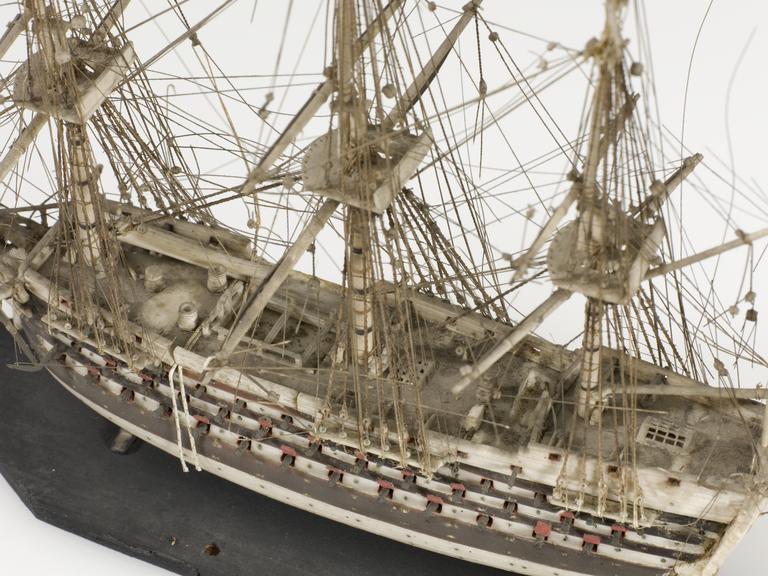 Model in bone of French 3 decker ship | Science Museum Group Collection