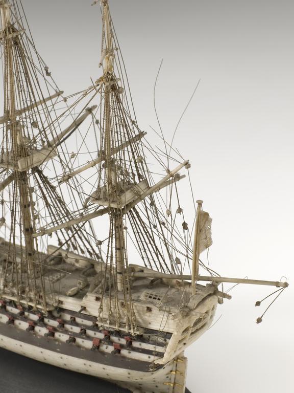 Model in bone of French 3 decker ship | Science Museum Group Collection