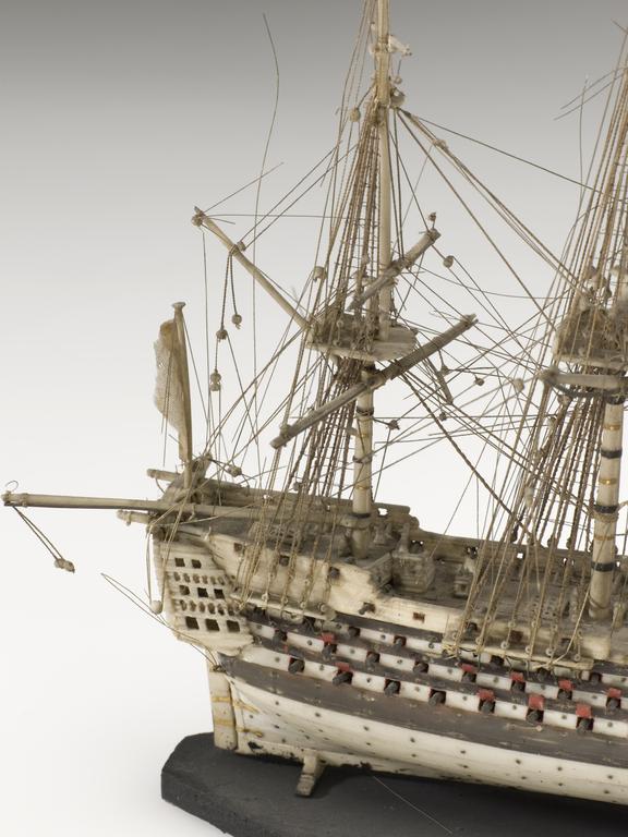 Model in bone of French 3 decker ship | Science Museum Group Collection