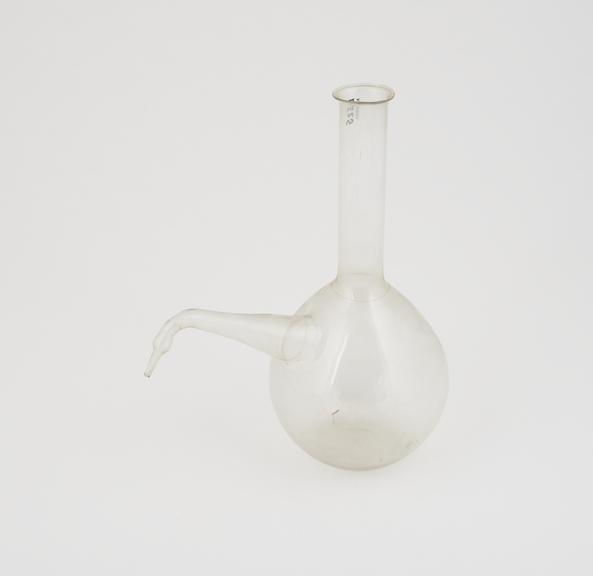 Flat bottomed pear-shaped flask with wide cylindrical neck and conical ...