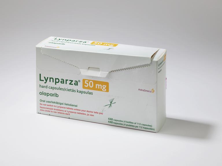 Lynparza packaging, brand name of Olaparib, a cancer treatment ...