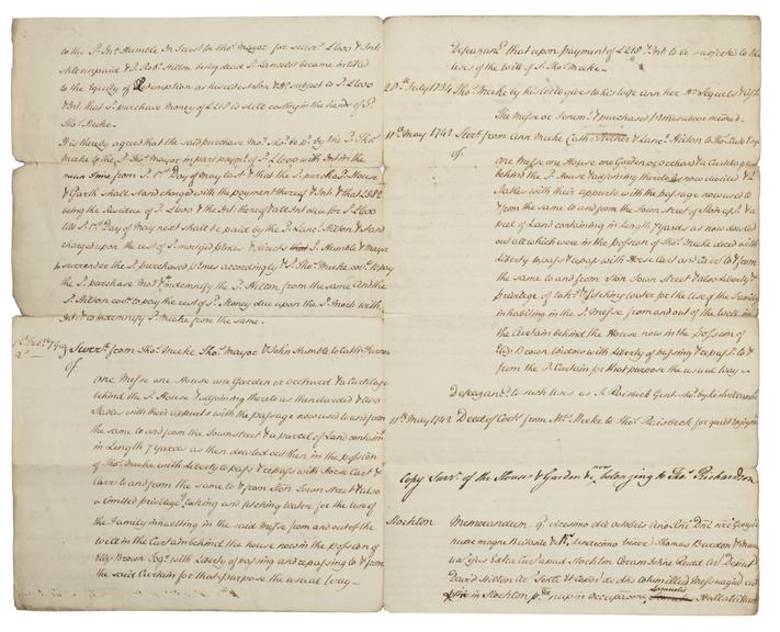 Legal document entitled 'Abstract and Schedule of Deeds relating to T S ...