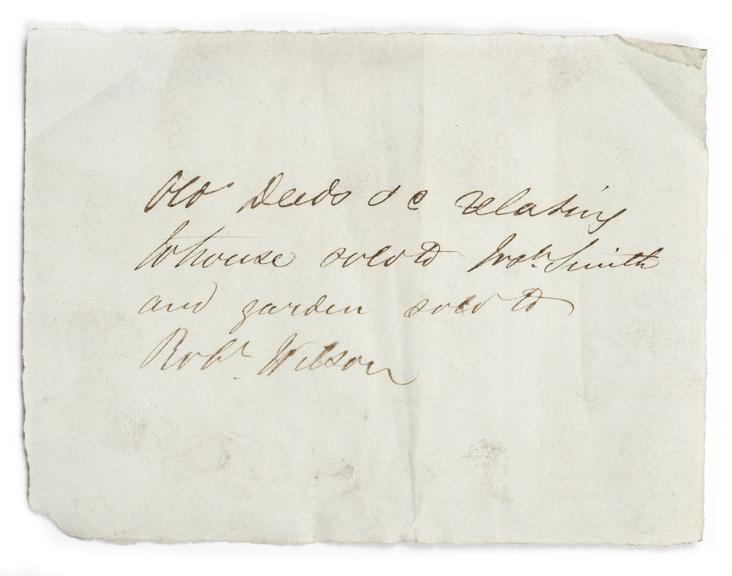 Covering note stating ‘Old deeds &c relating to house sold to Mr Smith ...