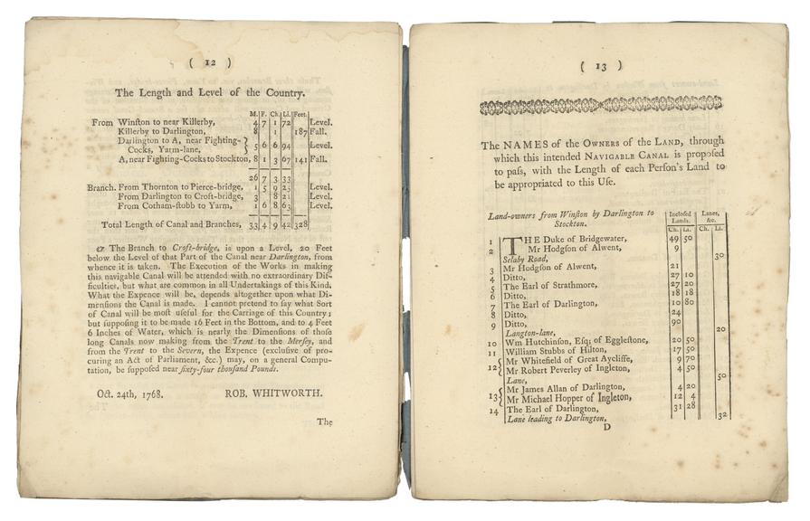 Pamphlet entitled ‘The Report of Mess. Brindley and Whitworth ...