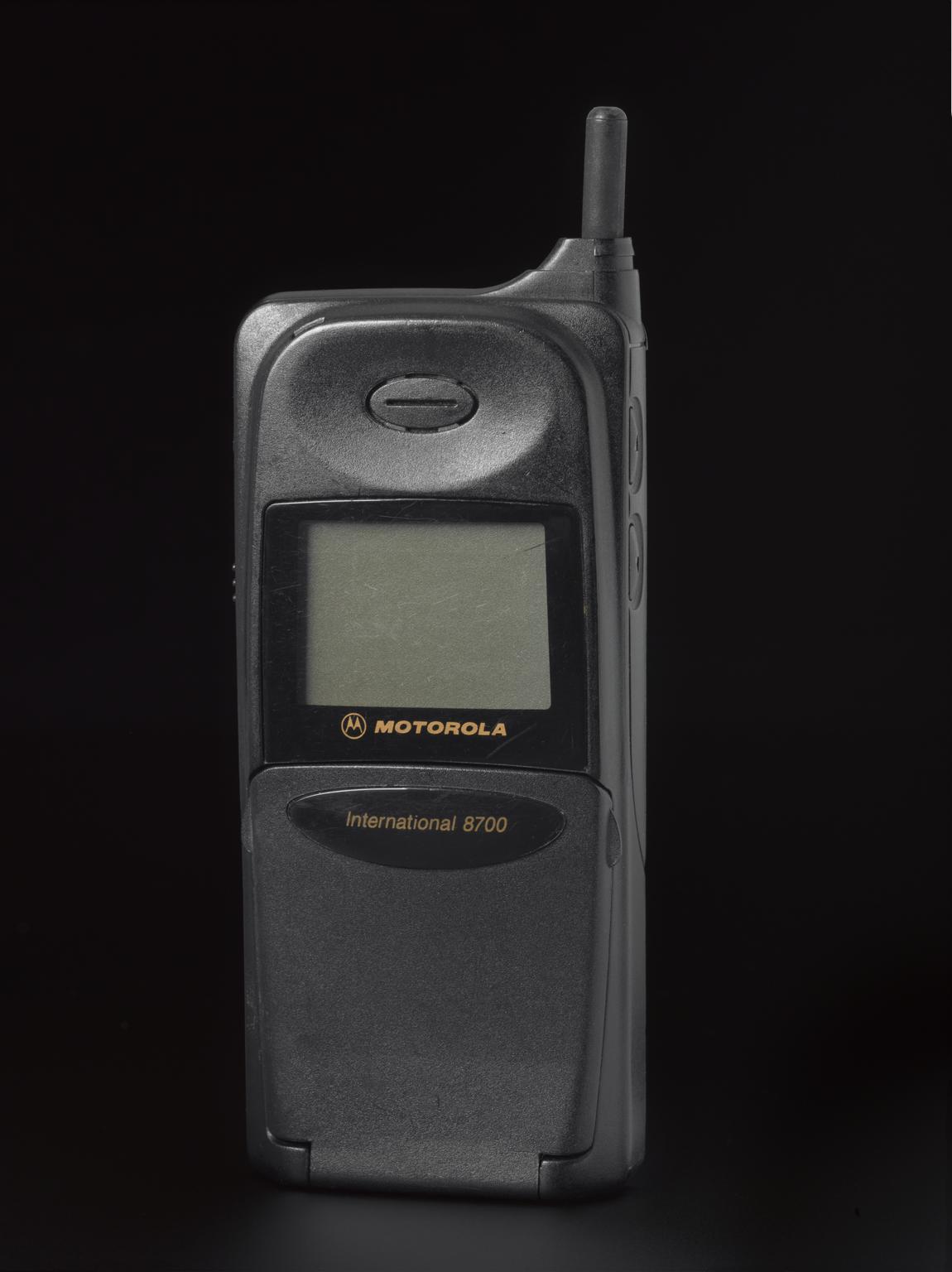 Four motorola mobile phones. | Science Museum Group Collection