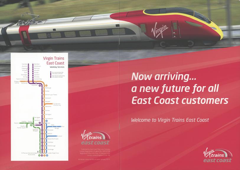 Virgin Trains East Coast booklet announcing the launch of the new ...