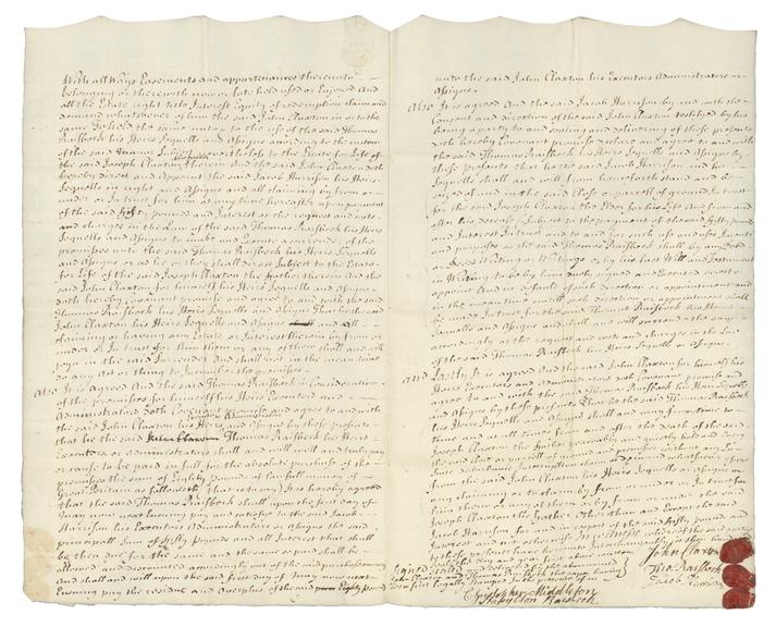 Articles of agreement between John Claxton, Jacob Harrison and Thomas ...