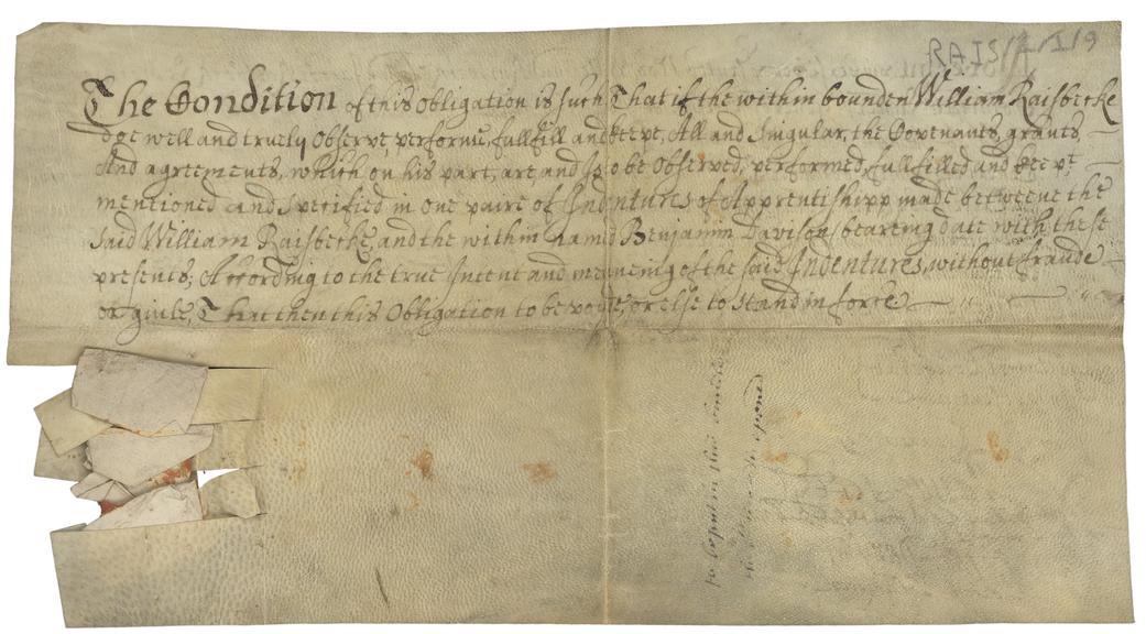 Obligation between Benjamin Davison and William Raisbeck | Science ...