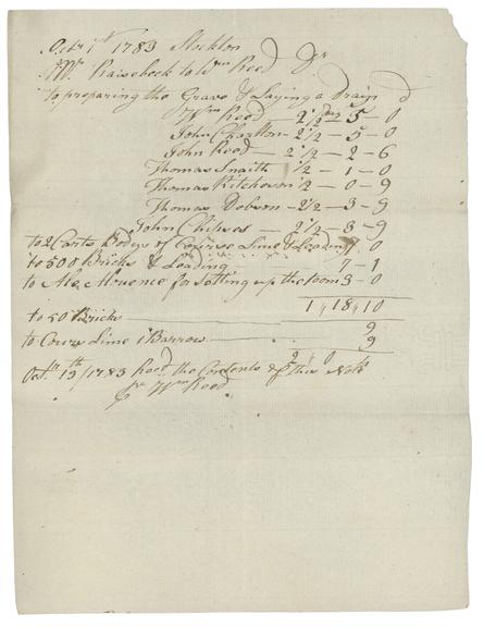 Receipt from Mr Raisbeck to William Reed | Science Museum Group Collection
