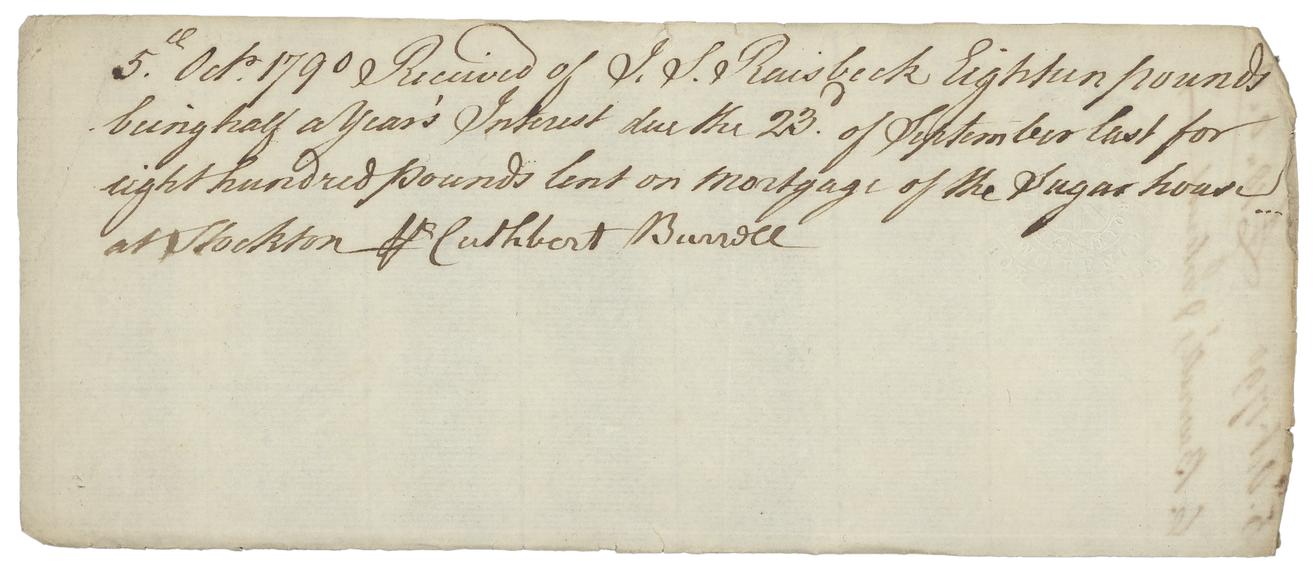 Note from John Staplyton Raisbeck to Cuthbert Burrell regarding a ...