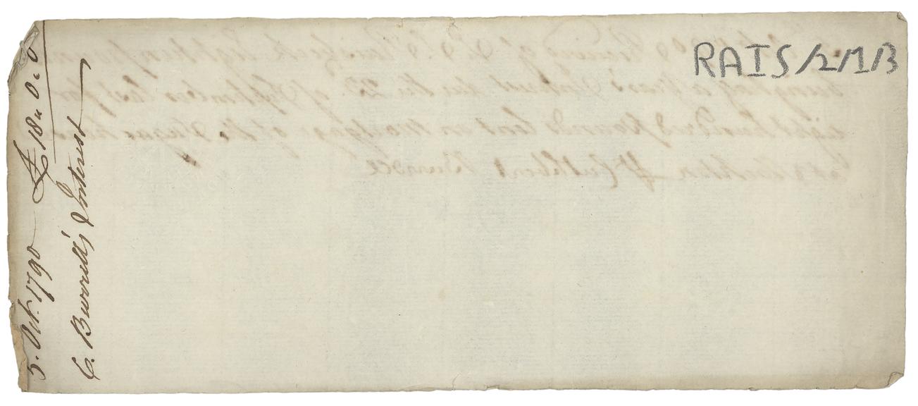 Note from John Staplyton Raisbeck to Cuthbert Burrell regarding a ...