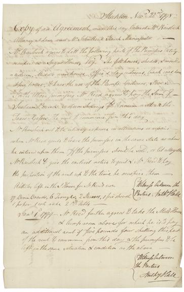 Copy of agreement between Mr Raisbeck and John Reed, Starch ...