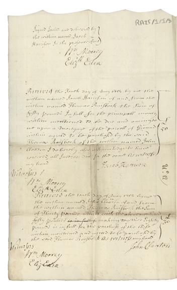 Articles of agreement between John Claxton, Jacob Harrison and Thomas ...