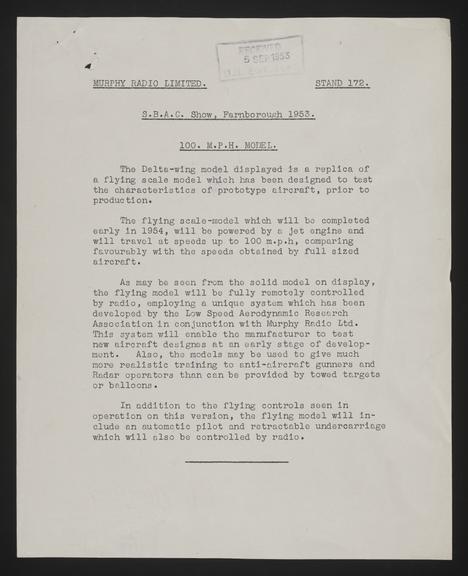 A document of Industry, Aircraft, Research - Post-War | Science Museum ...