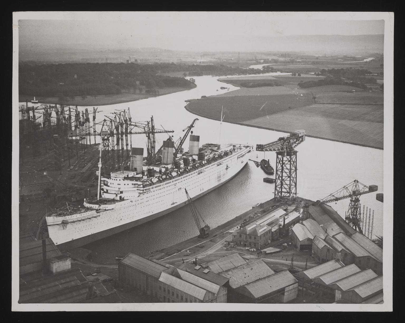 A photographic print of Industry, Shipbuilding, Liners, Queen Mary ...