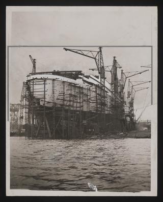 A photographic print of Industry, Shipbuilding, Liners, Queen Mary ...