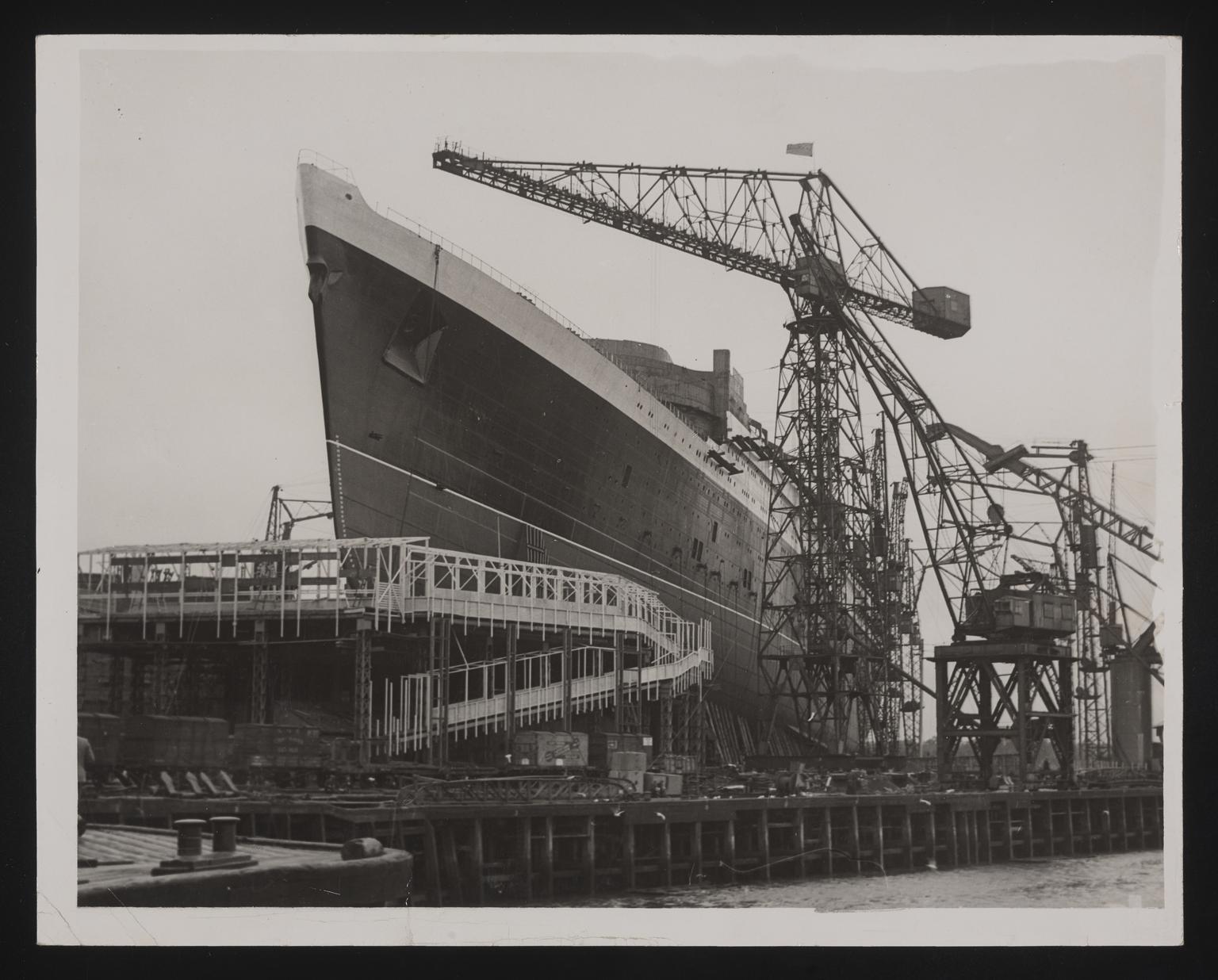 A photographic print of Industry, Shipbuilding, Liners, Queen Mary ...
