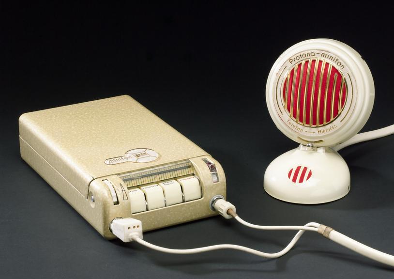 Minifon dictating machine model P55-S with microphone, 1966 | Science ...