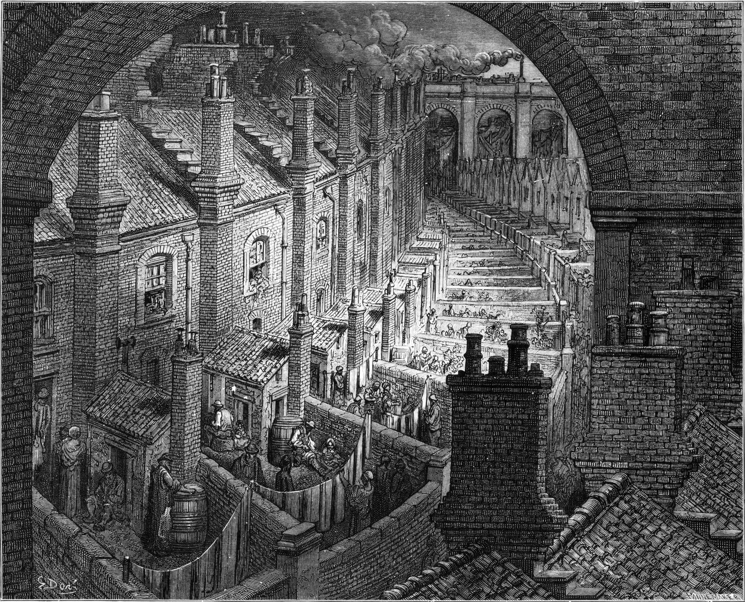 'Over London-by Rail', Engraving, London, England, 1872 | Science ...