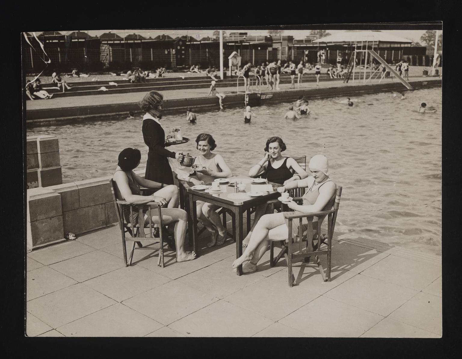 A photographic print of Holidays, Bathing Pools, Bathers Taking ...