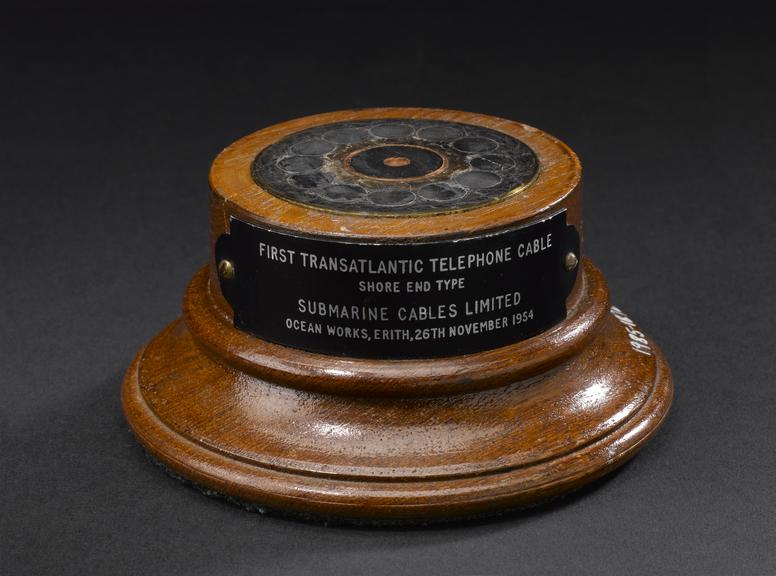 Mounted sample of first Atlantic telephone cable (shore-end type ...